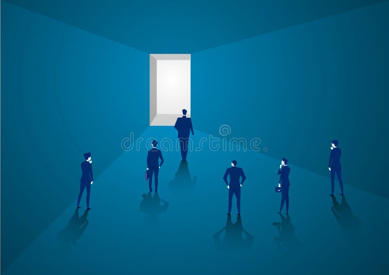 Businessman Walks Forward Going To Bright Light Representing Success in ...