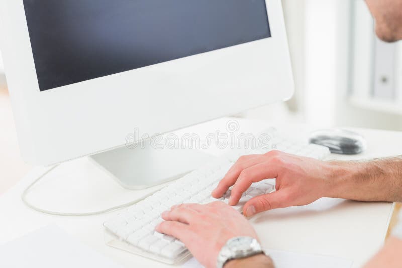 Businessman with Watch Typing on Keyboard Stock Image - Image of ...