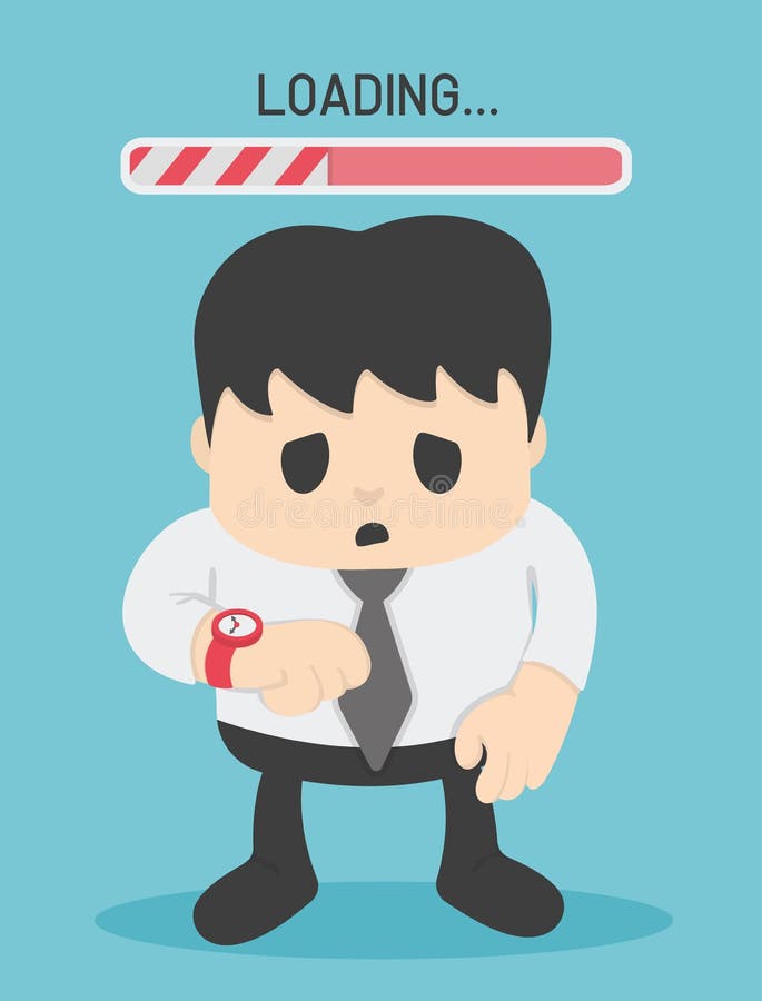 Businessman Watching the Clock and Progress Loading Bar Stock Vector ...