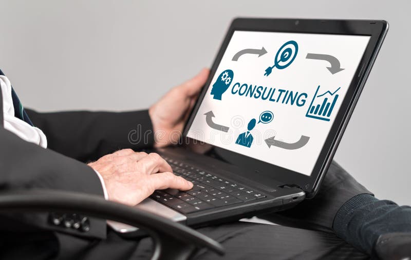 Consulting Concept on a Laptop Stock Image - Image of communication ...