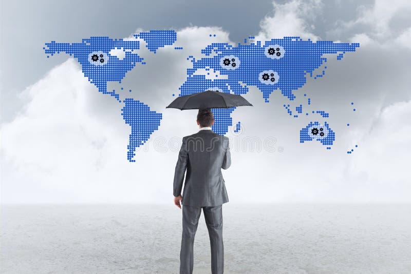 Businessman Watching a Digital Map on Screen Stock Image - Image of ...