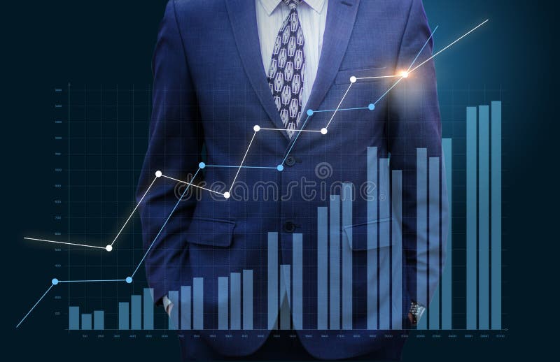 Businessman Watching Graph Growth. Stock Illustration - Illustration of ...