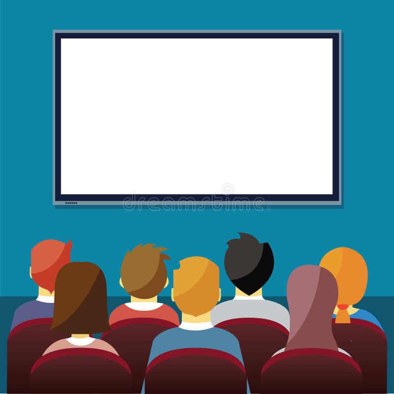 Businessman Watching Presentation on the Big Screen. Stock Vector ...