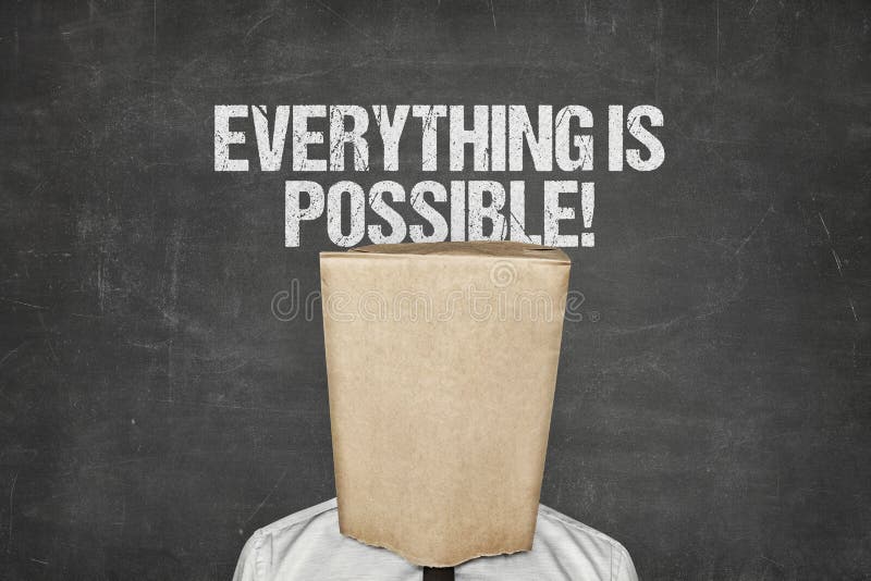 Businessman Wearing Paperbag Under Everything is Possible Text on ...