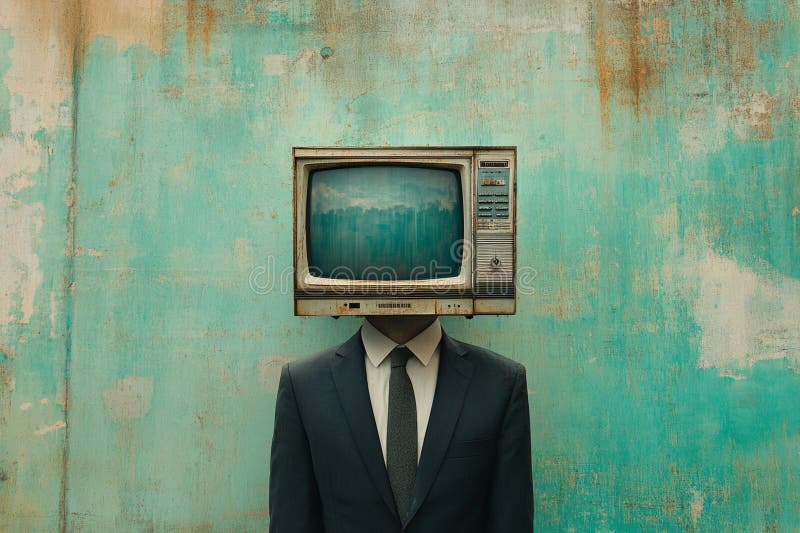Businessman Wearing Suit with a Television Replacing His Head Stock ...