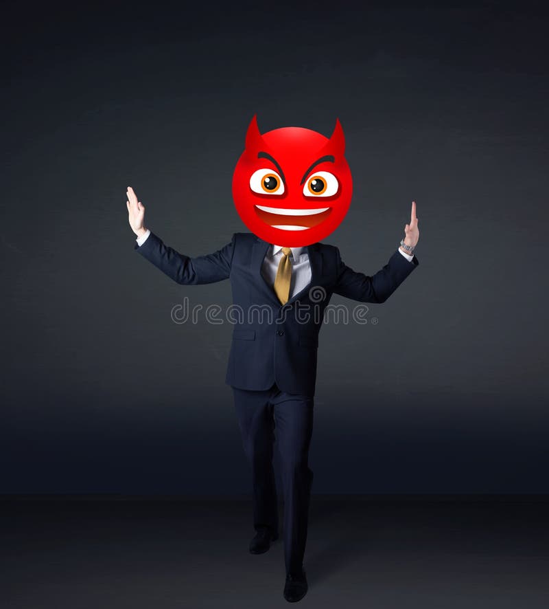 Businessman Wears Devil Smiley Face Stock Photo - Image of emoticon ...