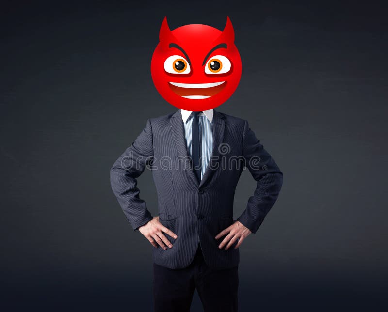 Businessman Wears Devil Smiley Face Stock Photo - Image of casual, icon ...