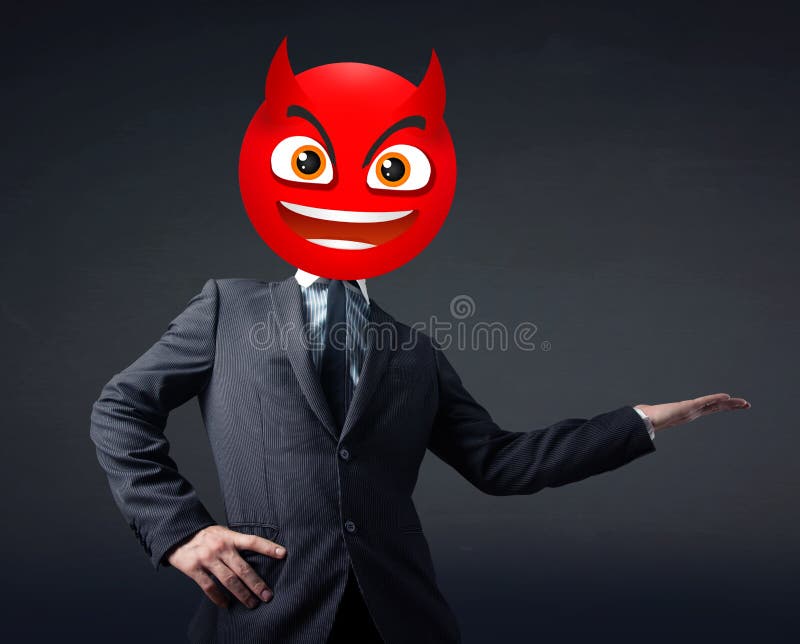 Businessman Wears Devil Smiley Face Stock Photo - Image of gesturing ...