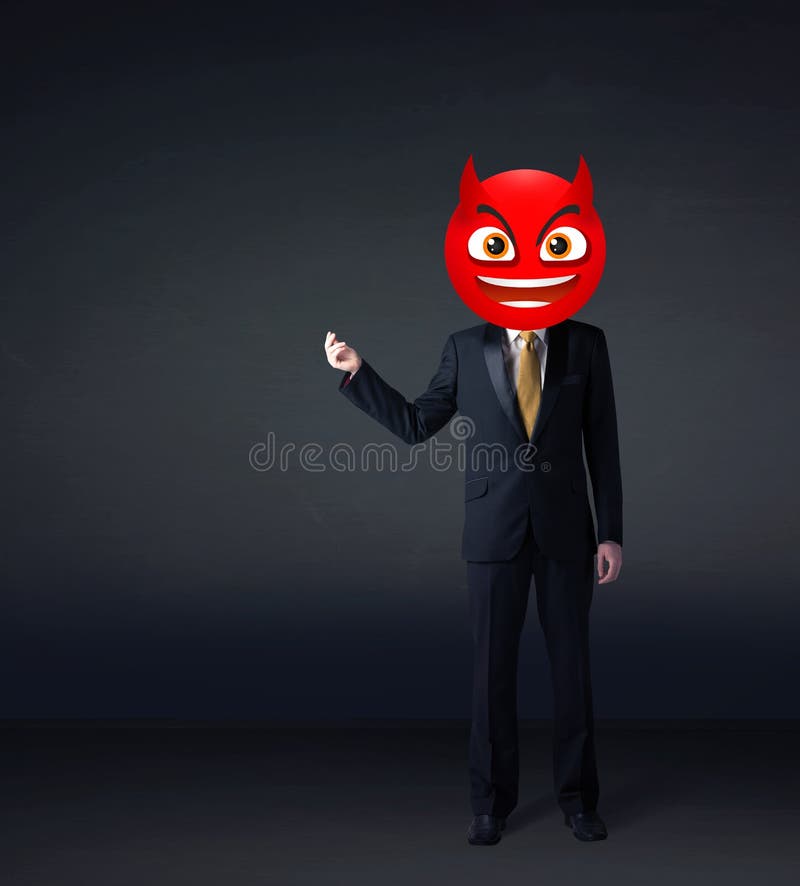 Businessman Wears Devil Smiley Face Stock Image - Image of happiness ...