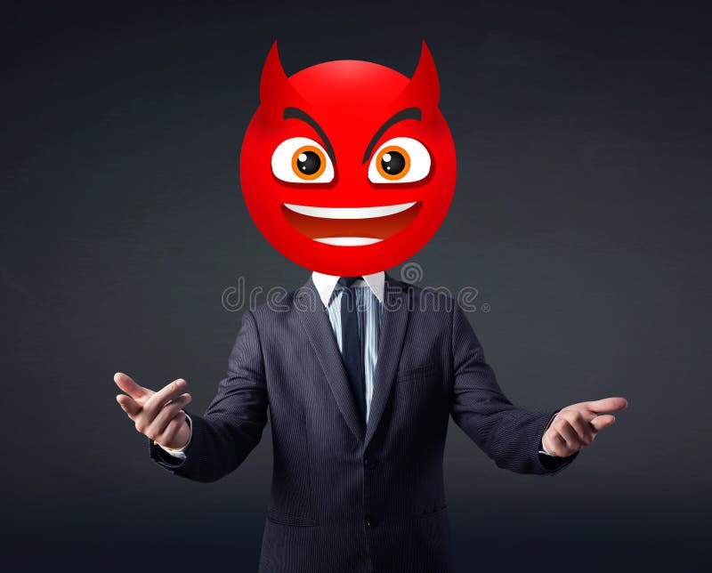 Businessman Wears Devil Smiley Face Stock Photo - Image of funny, adult ...