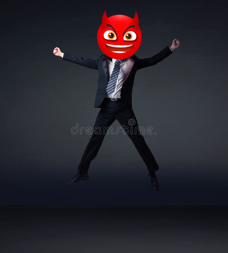 Businessman Wears Devil Smiley Face Stock Photo - Image of person ...