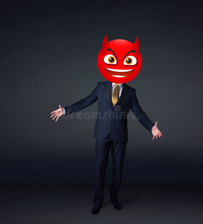Businessman Wears Devil Smiley Face Stock Photo - Image of gesturing ...
