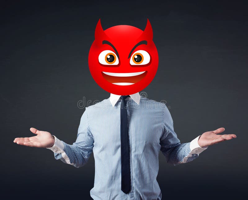 Businessman Wears Devil Smiley Face Stock Image - Image of monster ...