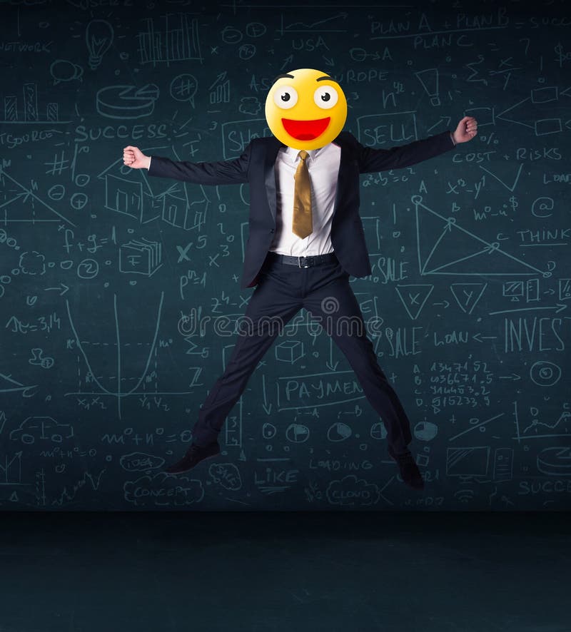 Businessman Wears Yellow Smiley Face Stock Image - Image of people ...