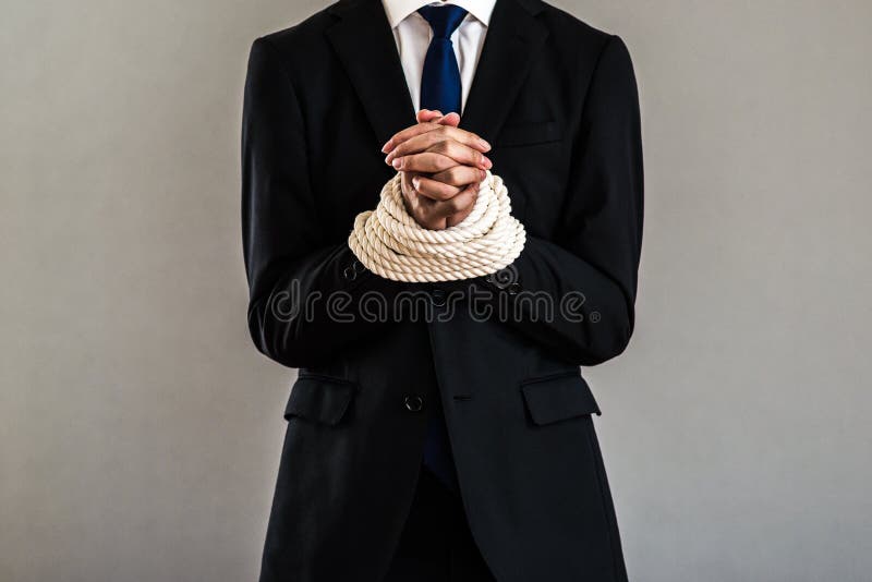 Businessman Who are Tied Up with Ropes Stock Image - Image of patience ...