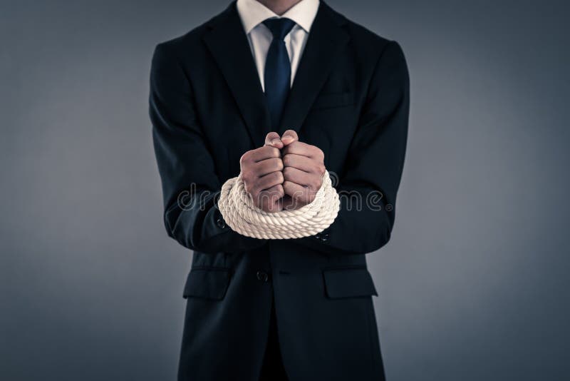 Businessman Who are Tied Up with Ropes Stock Image - Image of hands ...