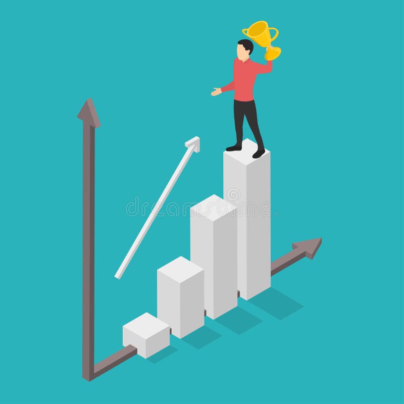 Businessman is the Winner in Isometry Stock Vector - Illustration of ...