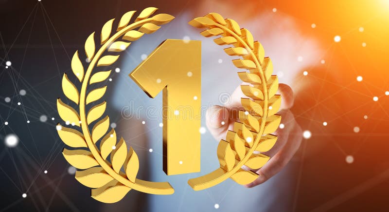 Businessman Winning the First Golden Price 3D Rendering Stock ...