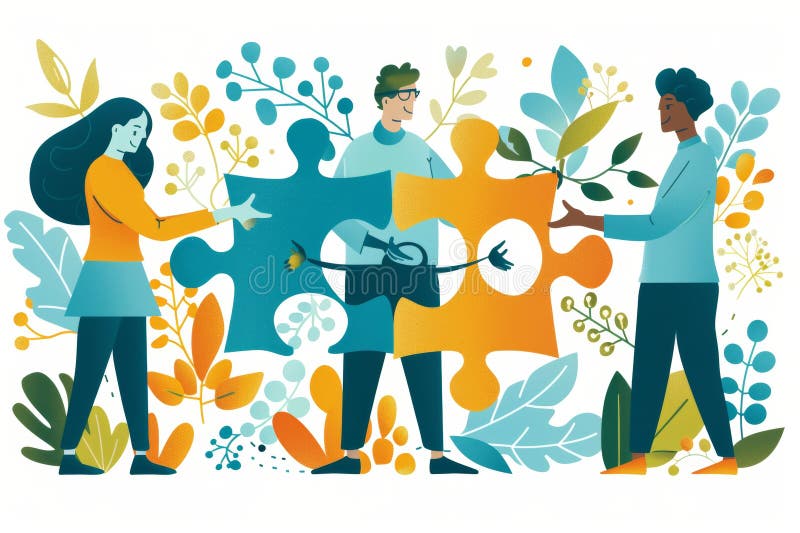 Businessman and Woman Collaborate To Solve Puzzles and Tackle ...