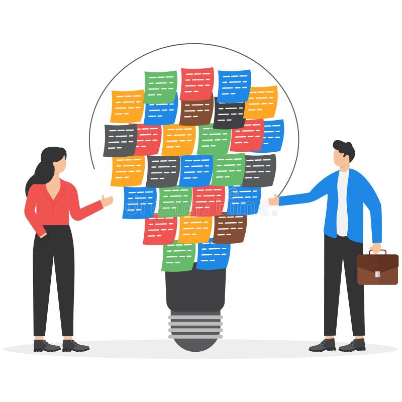 Businessman and Woman Discover Solution, Business People Brainstorm ... Businessman and Woman Discover Solution, Business People Brainstorm ...