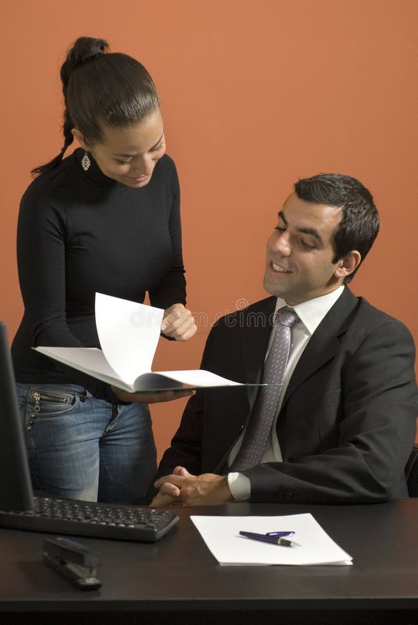 Businessman and Woman Working - Vertical Stock Image - Image of inside ...