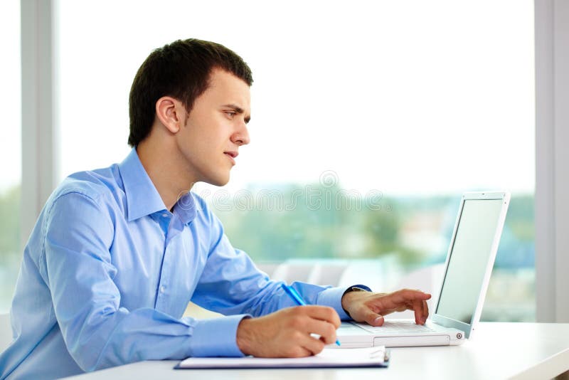 Businessman Working on Computer Stock Photo - Image of pair, color ...