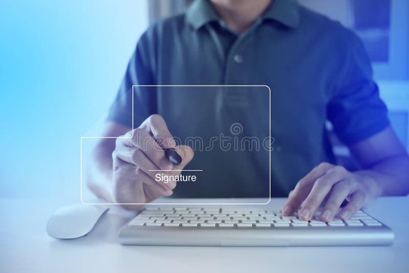 Businessman, Work from Home, Handling Documents, E-signing, Signing ...