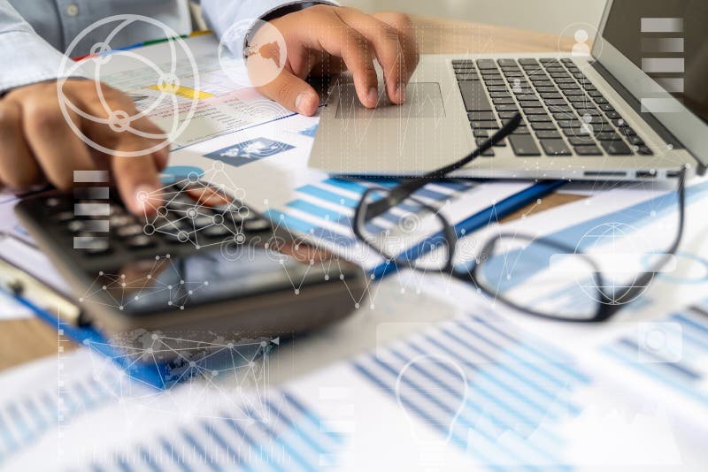 Businessman Work in Office Analysis Chart Graphy Planning Analyzing ...