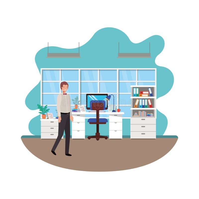 Businessman in the Work Office Avatar Character Stock Vector ...