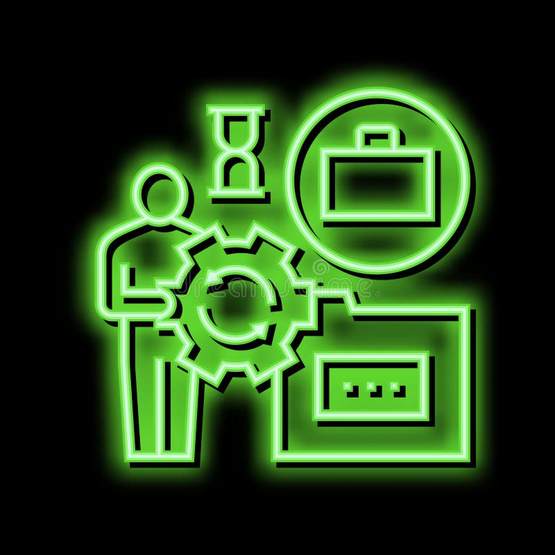 Businessman Work Optimize Neon Glow Icon Illustration Stock Vector ...