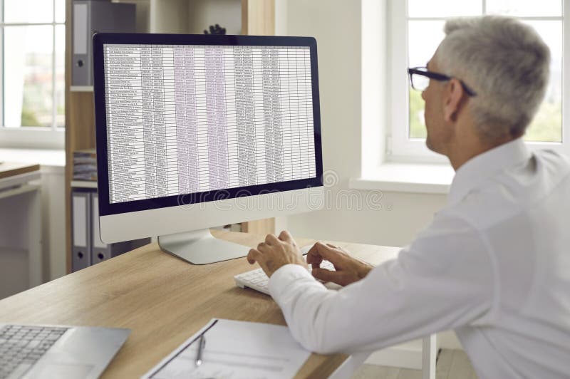 Businessman Work on PC with Financial Chart Document Stock Photo ...