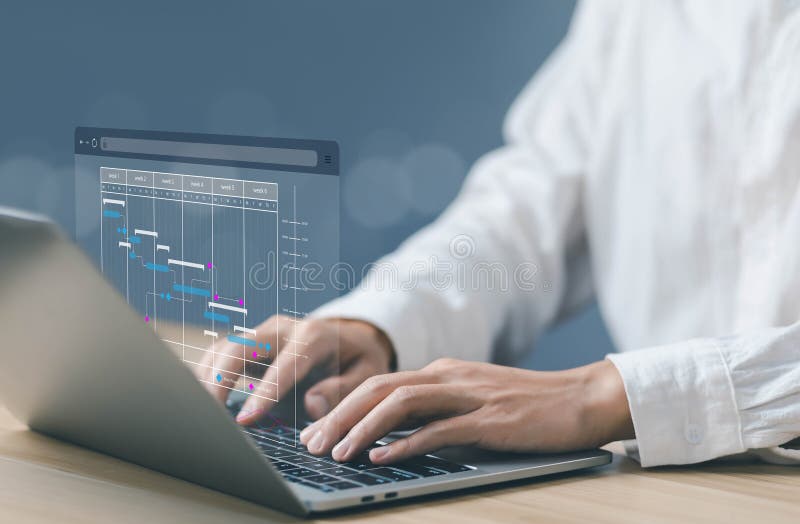 Businessman Work Update and Workflow, Schedule Plan Management Shows a ...