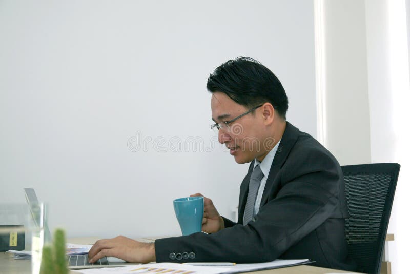 Businessman at work stock photo. Image of computer, employee - 121381740