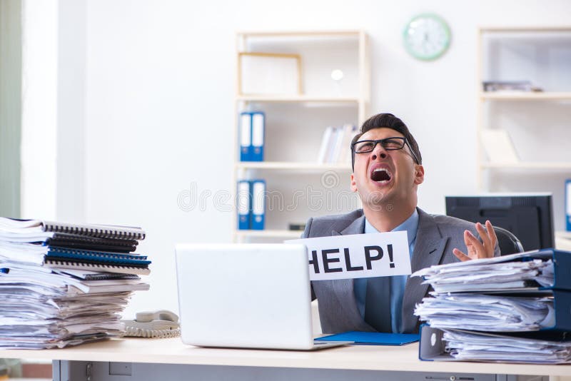 The Businessman Workaholic Struggling with Pile of Paperwork Stock ...