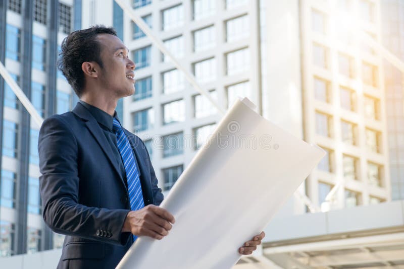 Businessman Worker on Construction Site Stock Photo - Image of looking ...