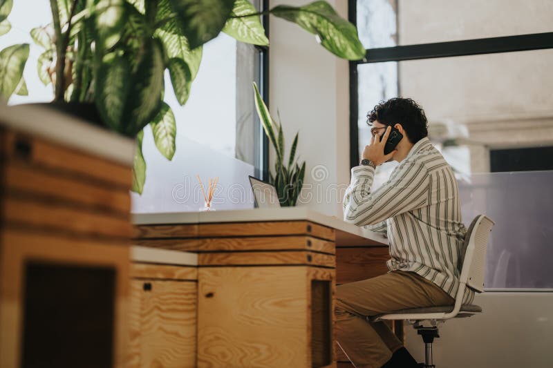 Businessman Working Alone at Modern Office Setting. Stock Photo - Image ...