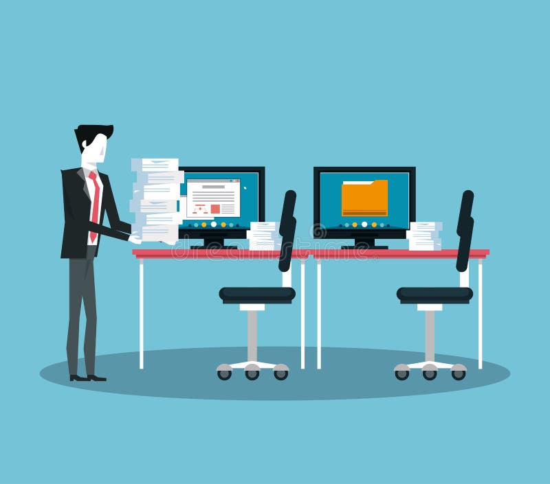 Businessman working avatar stock vector. Illustration of sheets - 127417103