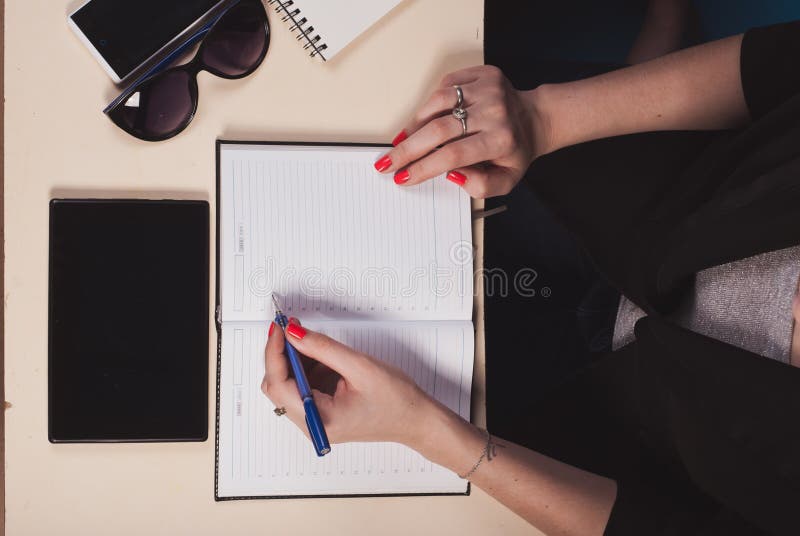 Businessman Working Behind a Desk with Tablet Stock Photo - Image of ...