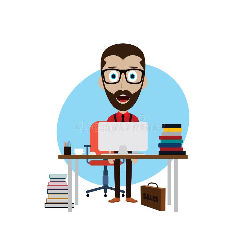 Businessman Working Behind Office Desk Stock Vector - Illustration of ...