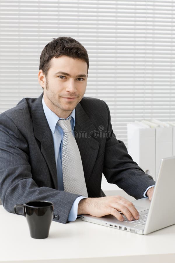 Businessman Working on Computer Stock Image - Image of adult ...