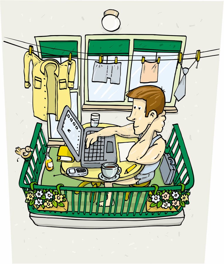 Businessman Working with Laptop on Giant Hand Stock Vector ...