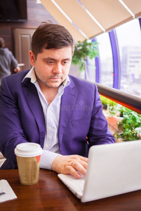 Businessman Working on a Computer Stock Photo - Image of caucasian ...