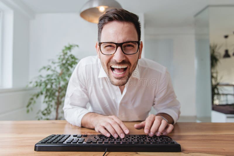 Businessman Working on a Computer Stock Image - Image of lifestyle ...