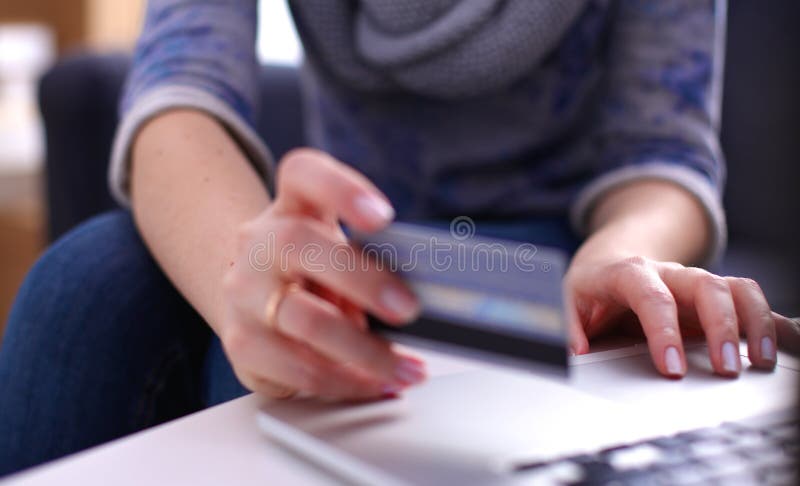 Businessman Working at a Computer Hands Closeup Stock Image - Image of ...