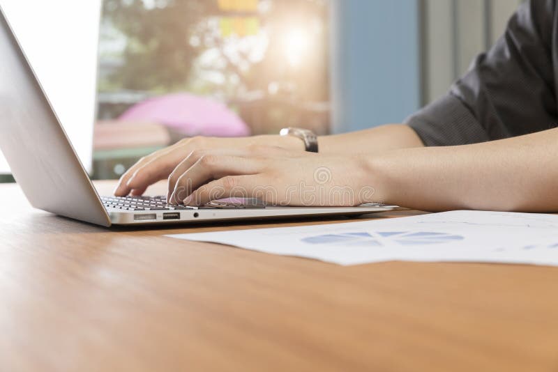 Businessman Working with Computer Laptop on Office Desk Stock Photo ...