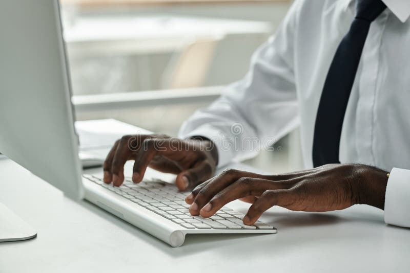 Businessman Working on Computer at Office Stock Photo - Image of ...