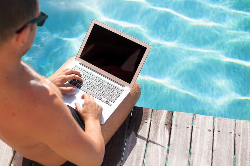 Young Man Relaxing In The Swimming Pool Stock Image - Image of ...