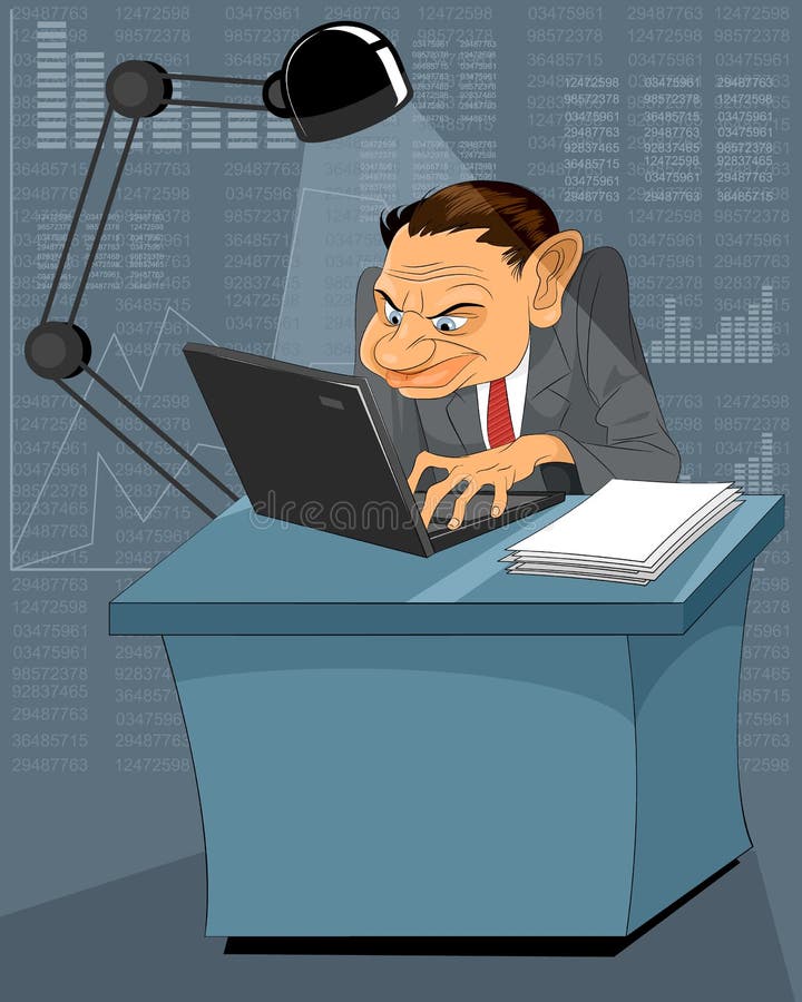 Businessman Working at Computer Stock Vector - Illustration of ...