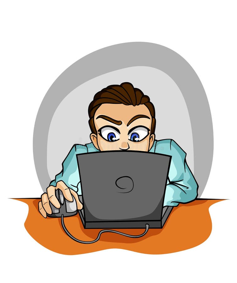 Businessman Working on Computer Stock Vector - Illustration of laptop ...