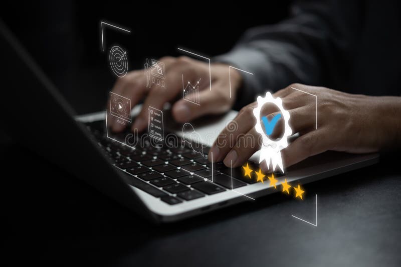 Businessman Working with Computers Service Quality Assurance, Guarantee ...